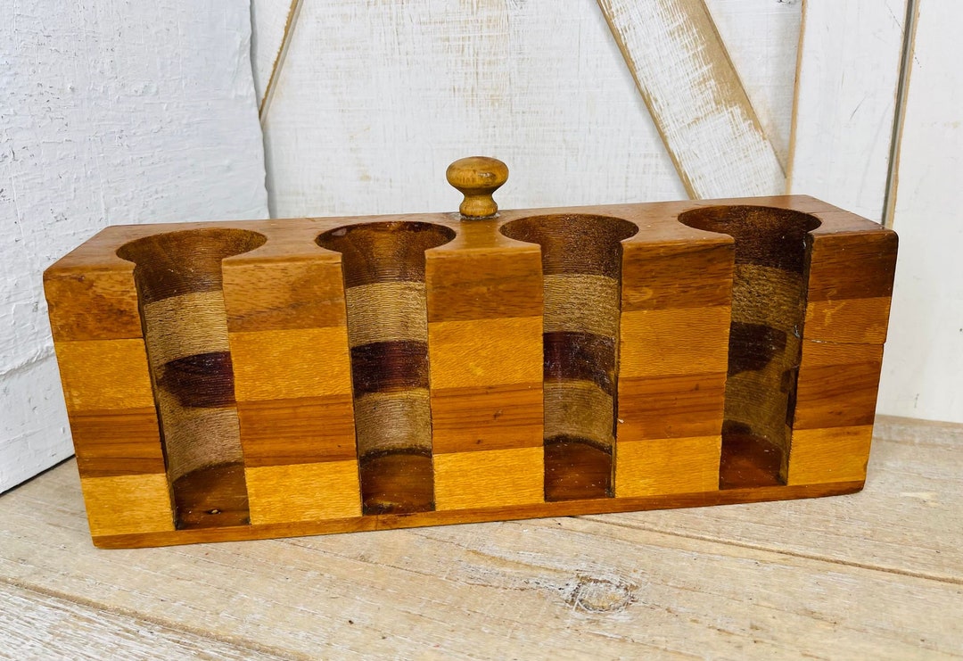 Vintage Wooden Poker Chip Holder - Etsy
