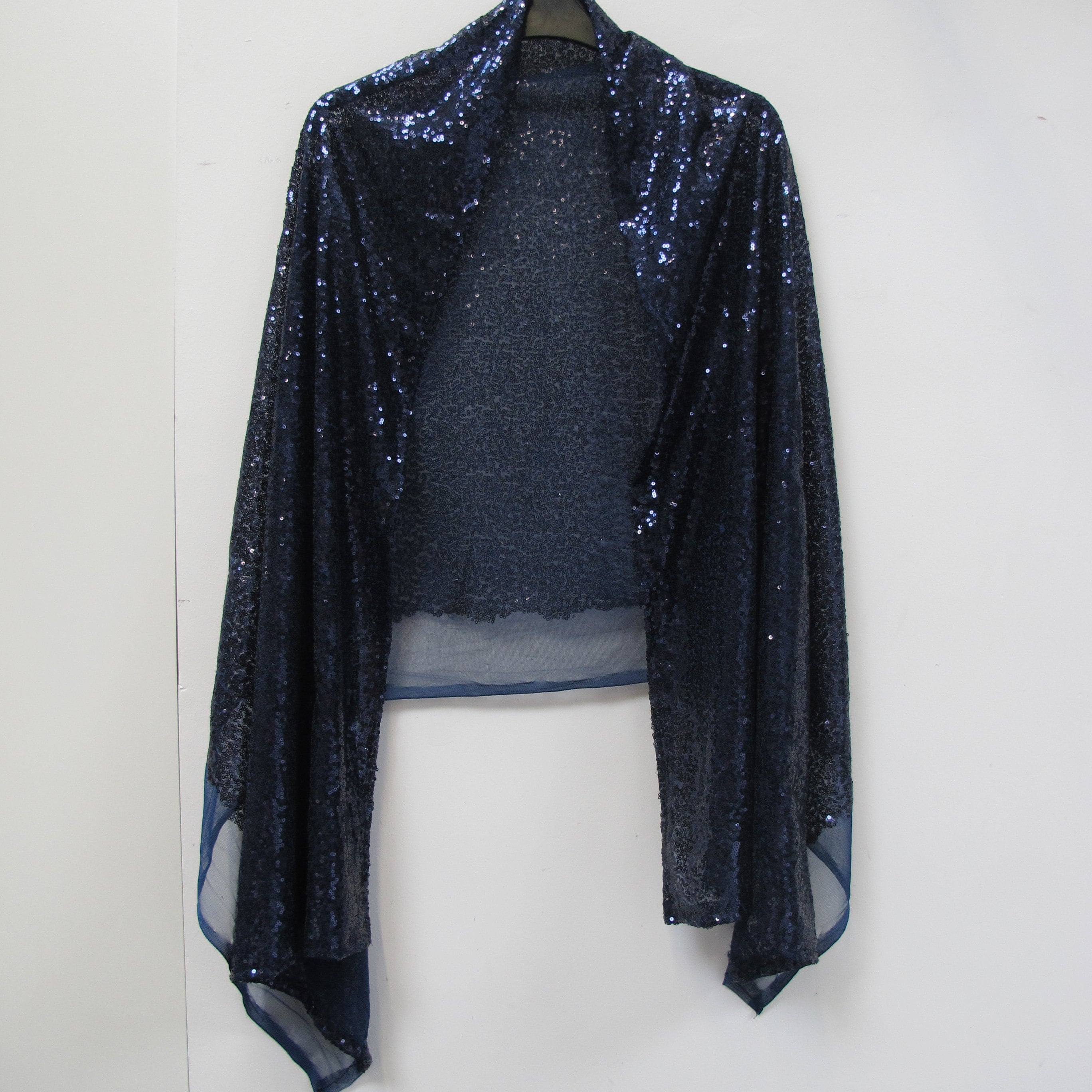 Navy Blue Sequins on Navy Blue Net Wrap Scarf Wedding Party Prom ...