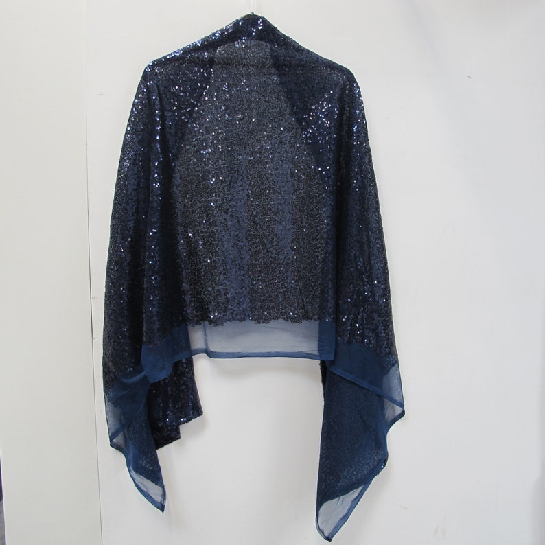 Navy Blue Sequins on Navy Blue Net Wrap Scarf Wedding Party Prom ...