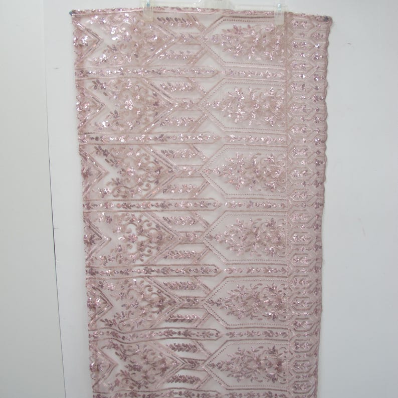 Stunning Light Pink Colour Sequins Floral Leafy Design Embroidered Net ...