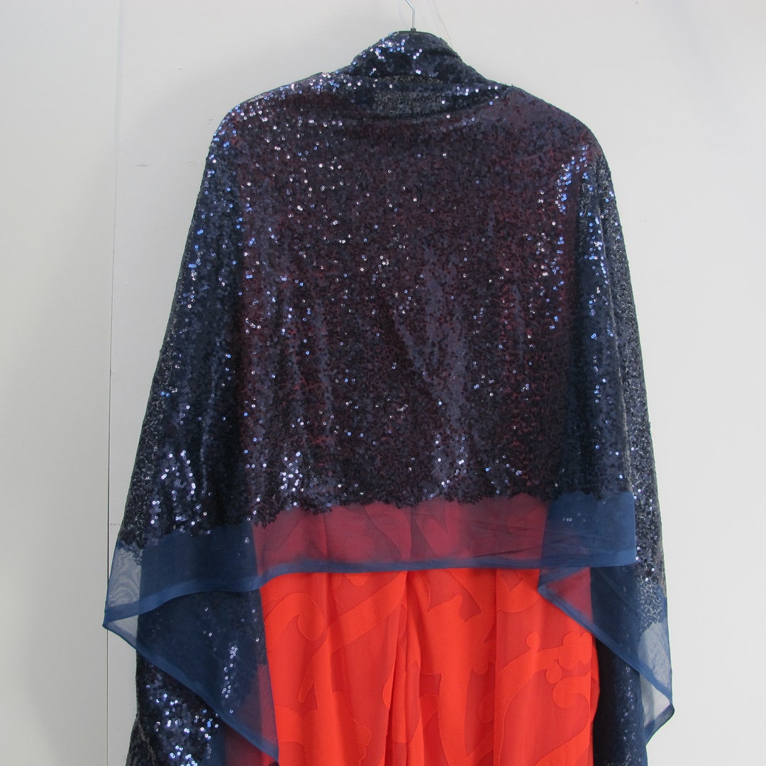 Navy Blue Sequins on Navy Blue Net Wrap Scarf Wedding Party Prom ...