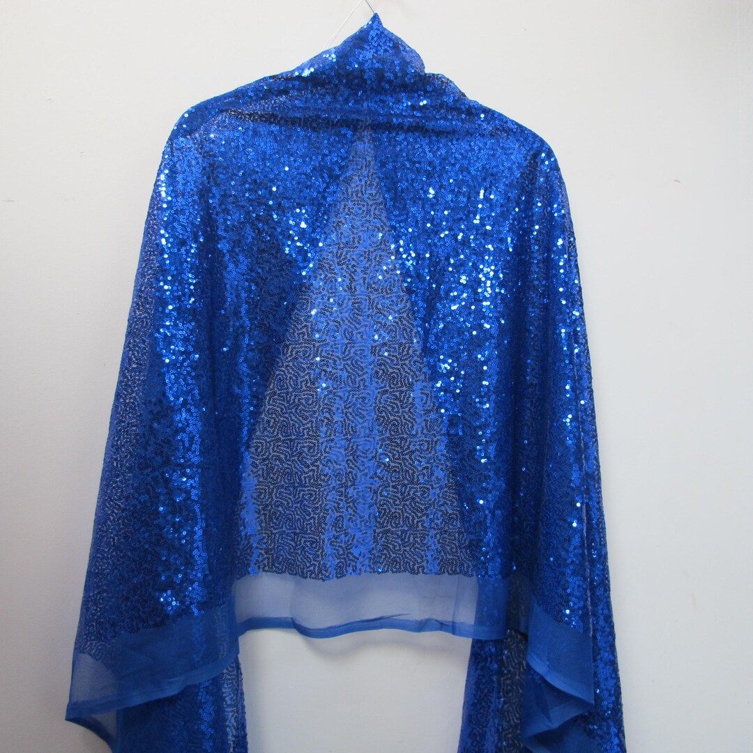 Royal Blue Sequins on Royal Blue Net Wrap Scarf Wedding Party Prom ...