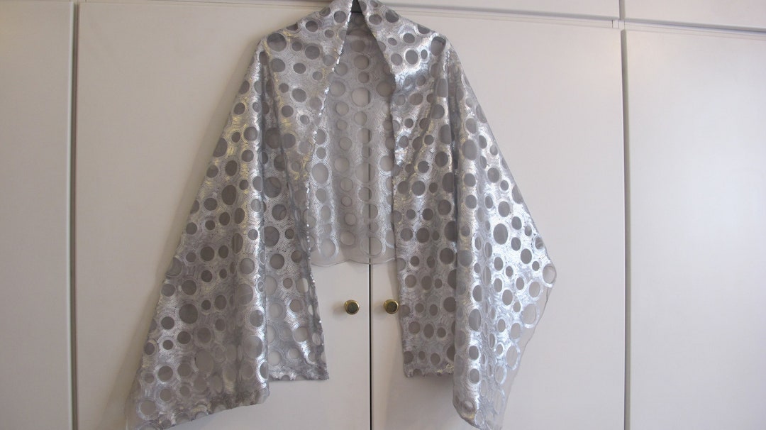 Silver Colour Matt Sequins on Net Wrap Scarf Wedding Party Prom Special ...