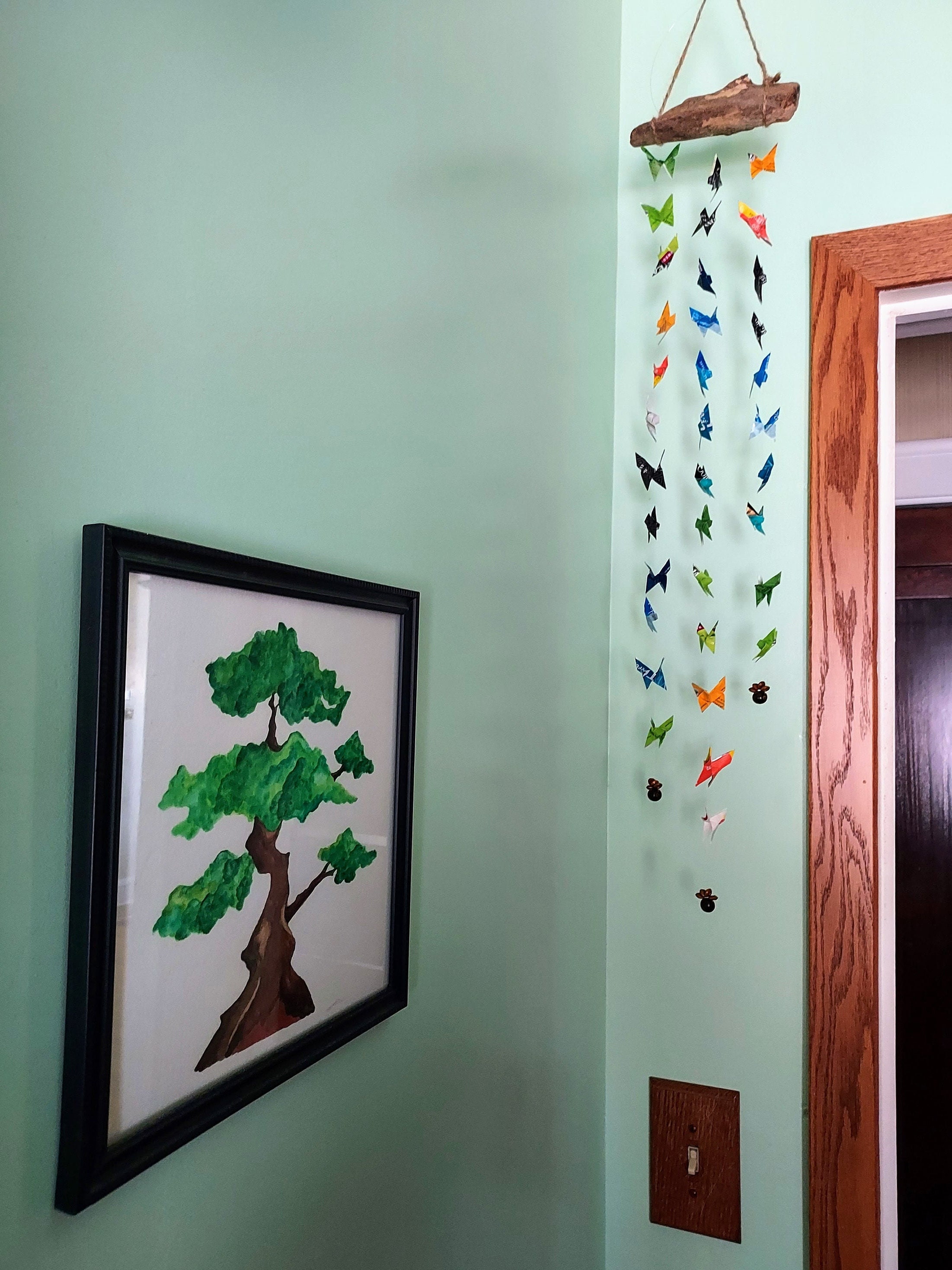 Hand-folded Origami Butterfly Mobile - Upcycled Tea Bag Wrappers - Etsy