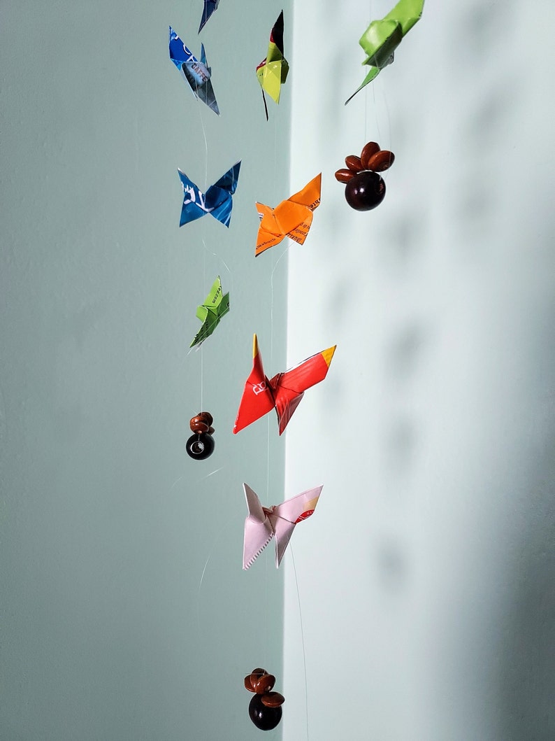 Hand-folded Origami Butterfly Mobile - Upcycled Tea Bag Wrappers - Etsy