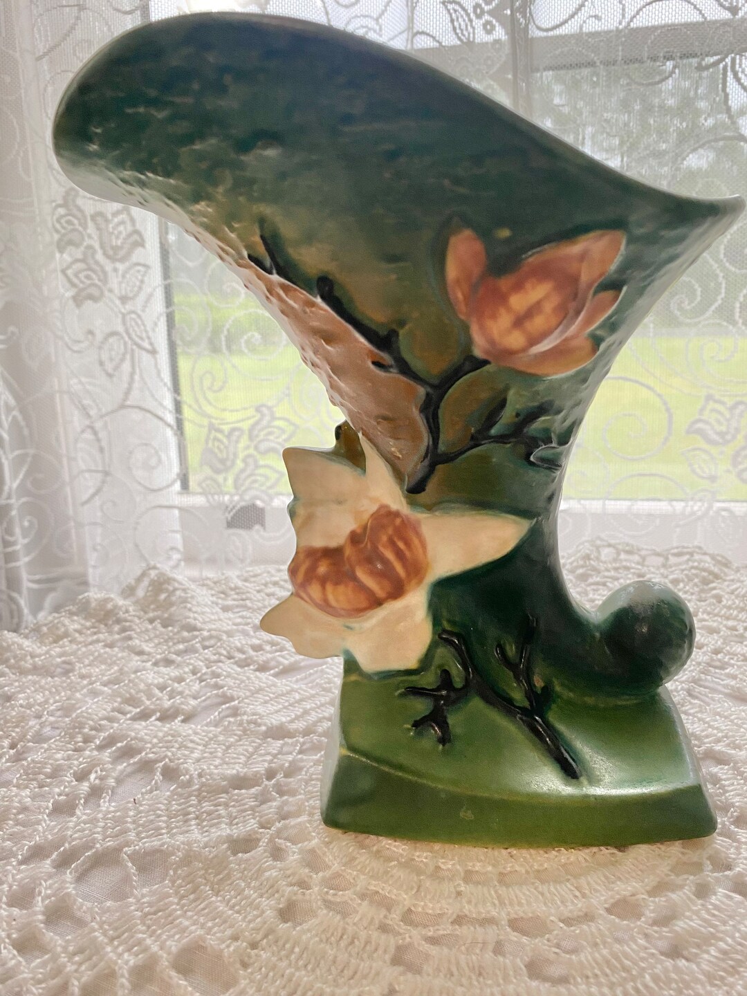 Antique Roseville Cornucopia Magnolia Vase 185-8 - Etsy