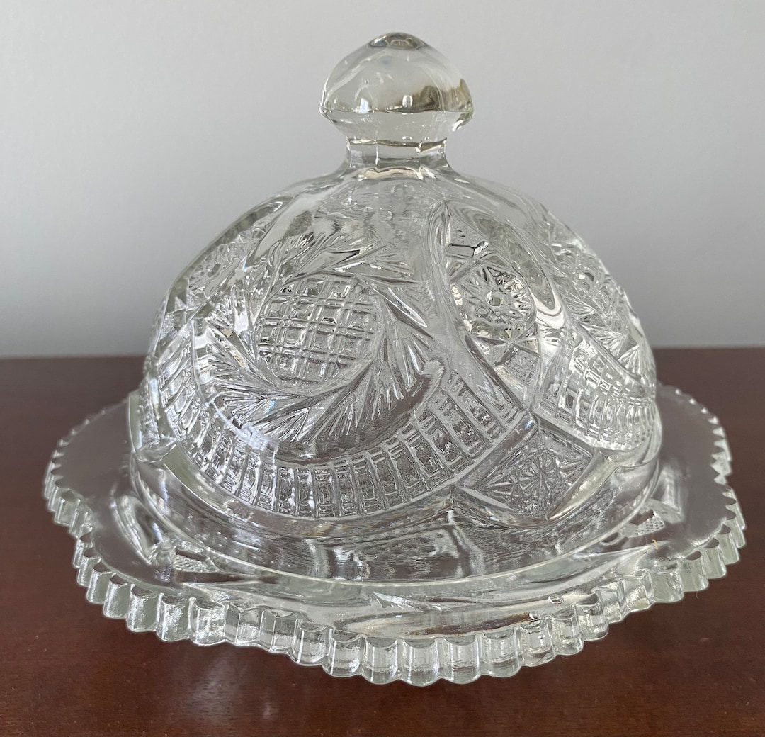 Antique Cut Glass Sunburst LE Smith Domed Butter/cheese Dish - Etsy