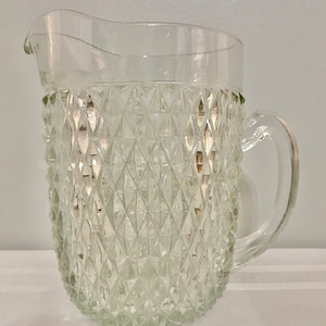 Vintage Indiana Glass Company Diamond Point Pitcher - Etsy