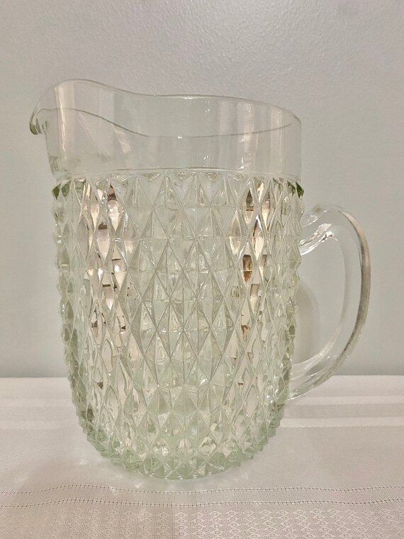 Vintage Indiana Glass Company Diamond Point Pitcher - Etsy