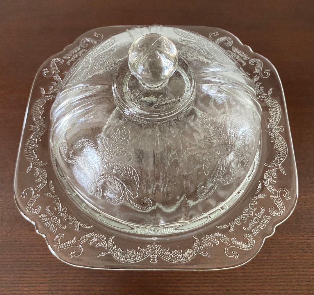 Antique Depression Glass Domed Butter / Cheese Federal Glass Madrid ...