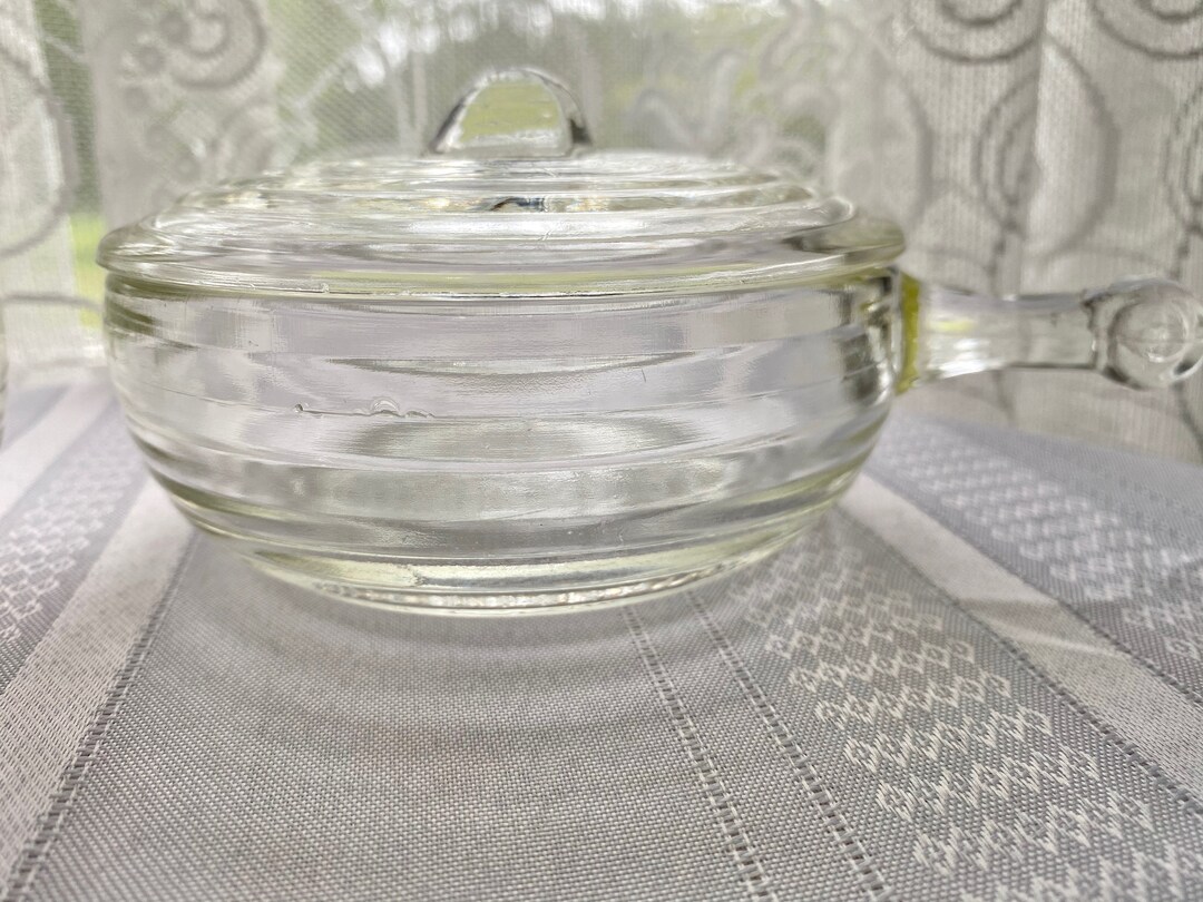 Vintage Clear Glass Covered Soup Bowl Set - Etsy