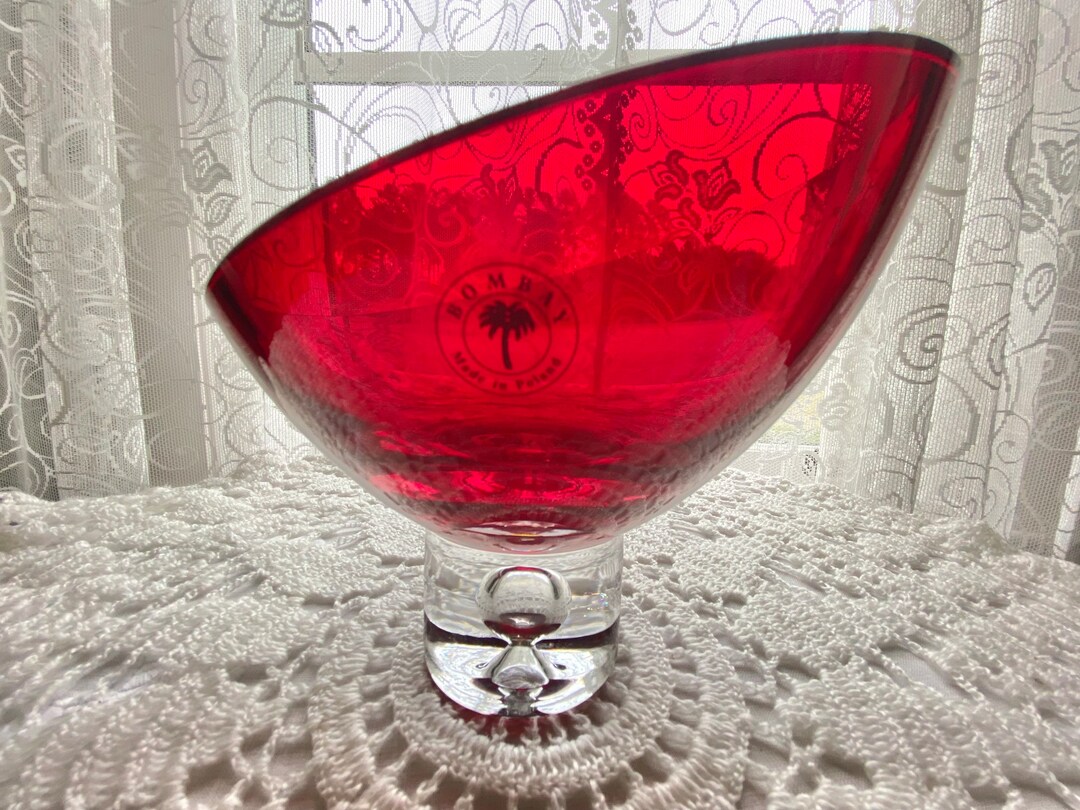 VTG Bombay Red Unique Abstract Bowl With Bubble Made in Poland - Etsy