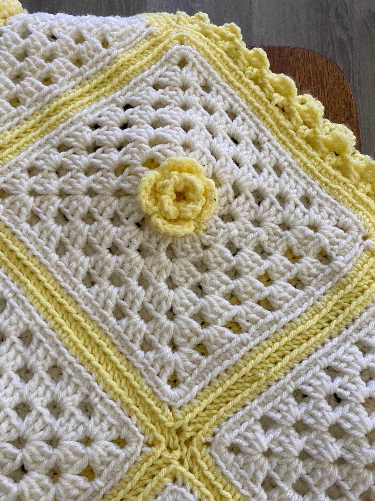 Vintage Look Flowered Baby Afghan Yellow & White - Etsy