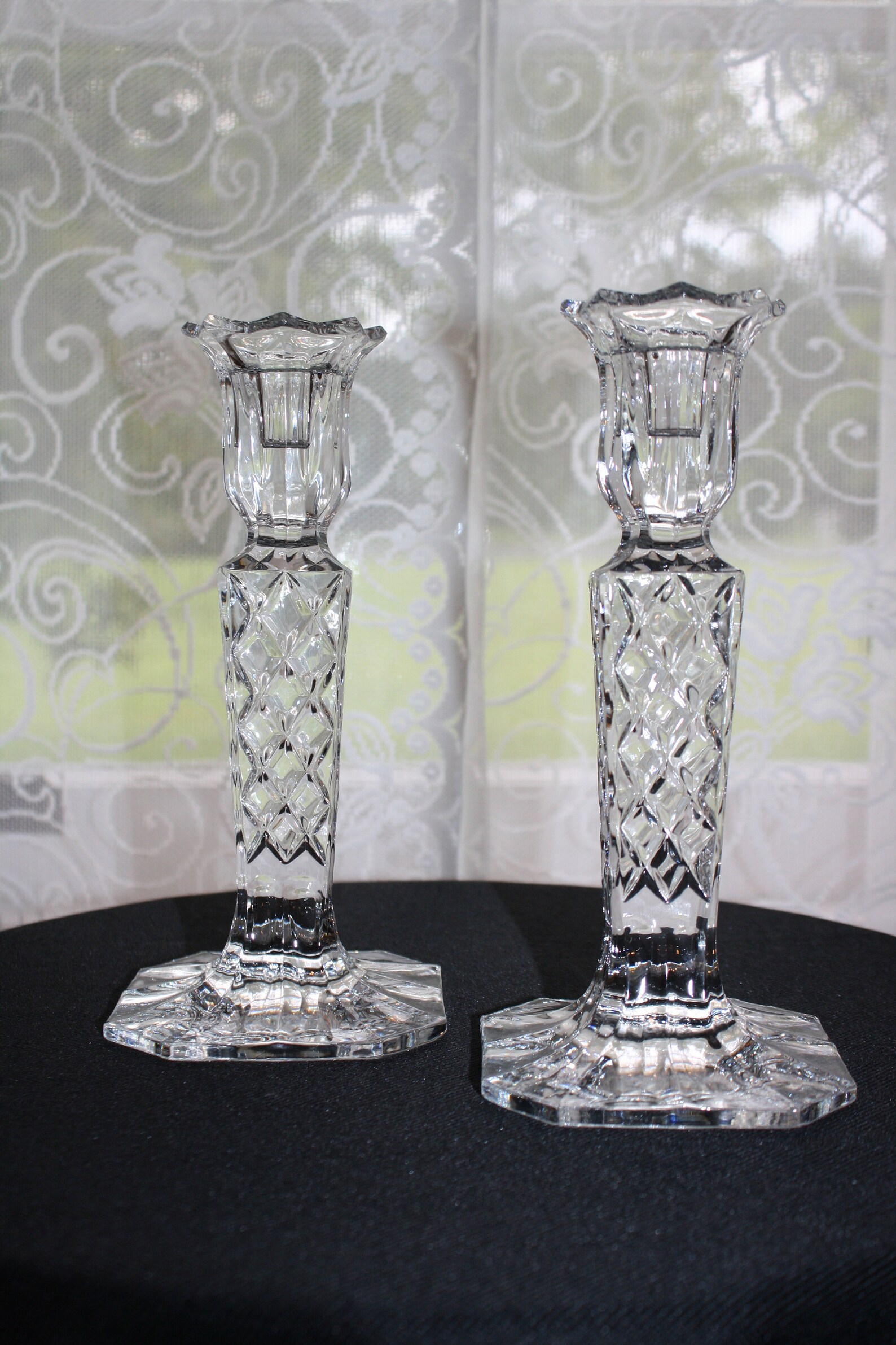 Crystal Tulip Shaped Top Candlestick Set - Etsy