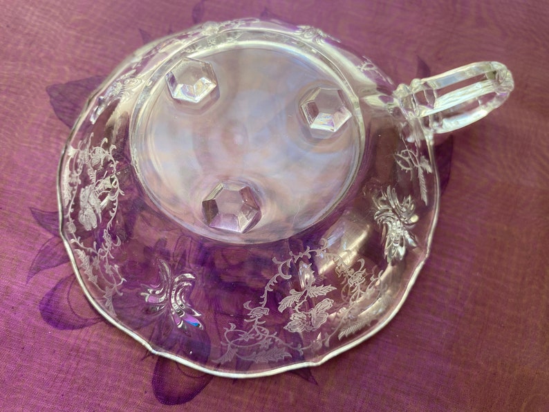 Vintage Elegant Fostoria Flower Etched Nappy - Etsy