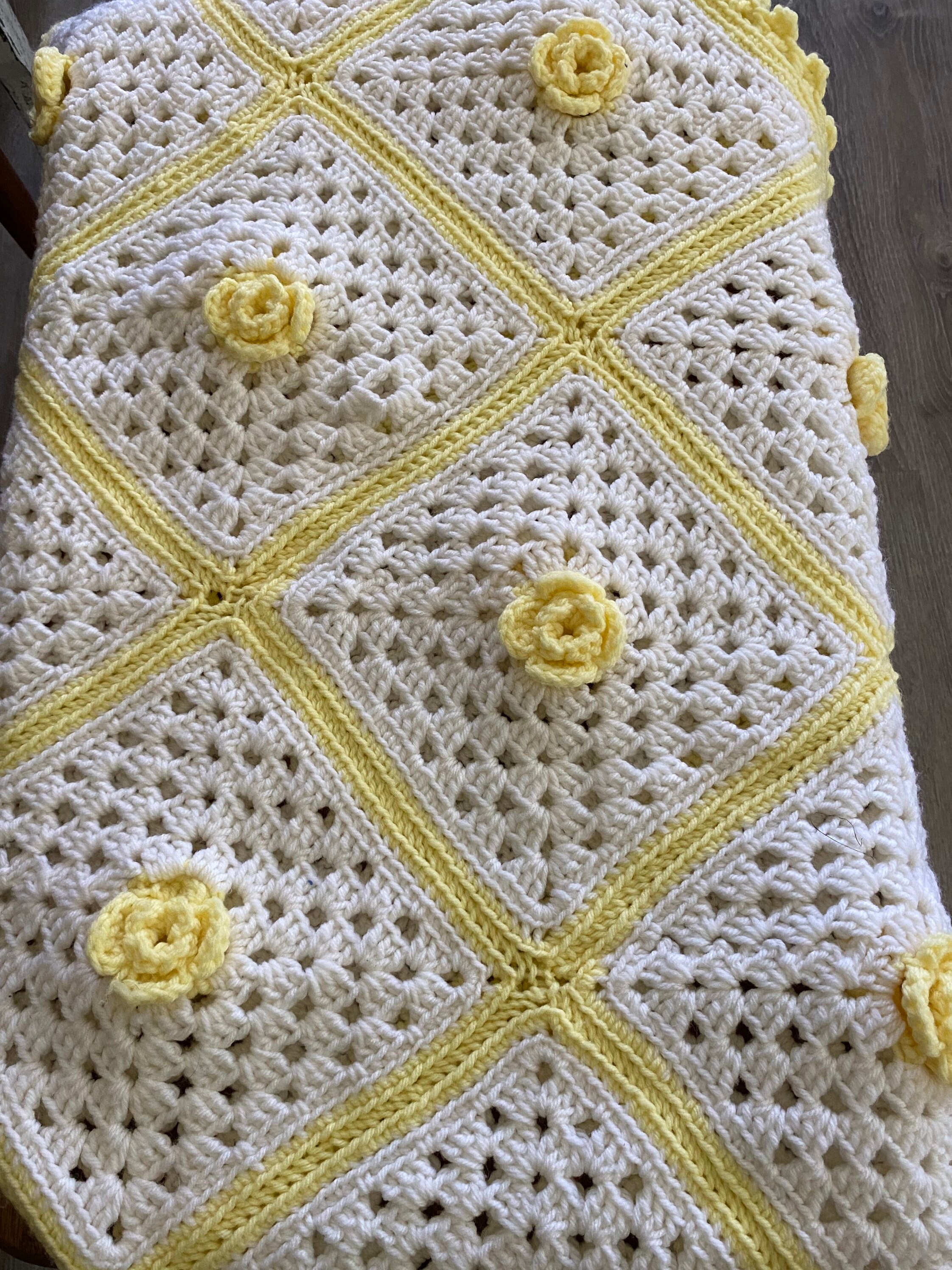 Vintage Look Flowered Baby Afghan Yellow & White - Etsy