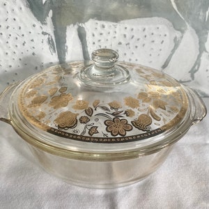 Vintage Fire King Casserole Gold Floral 448 - RARE - Etsy