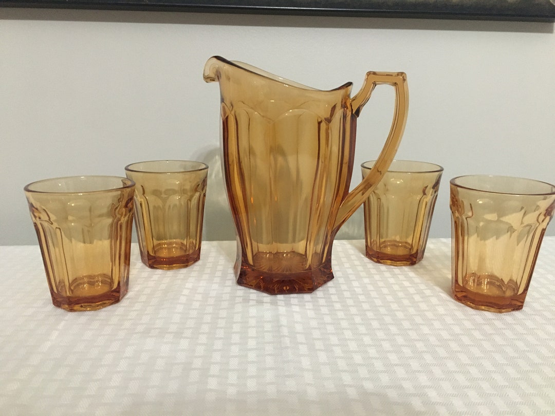 Westmoreland Golden Sunset Colonial #1776 Pitcher Set - Etsy