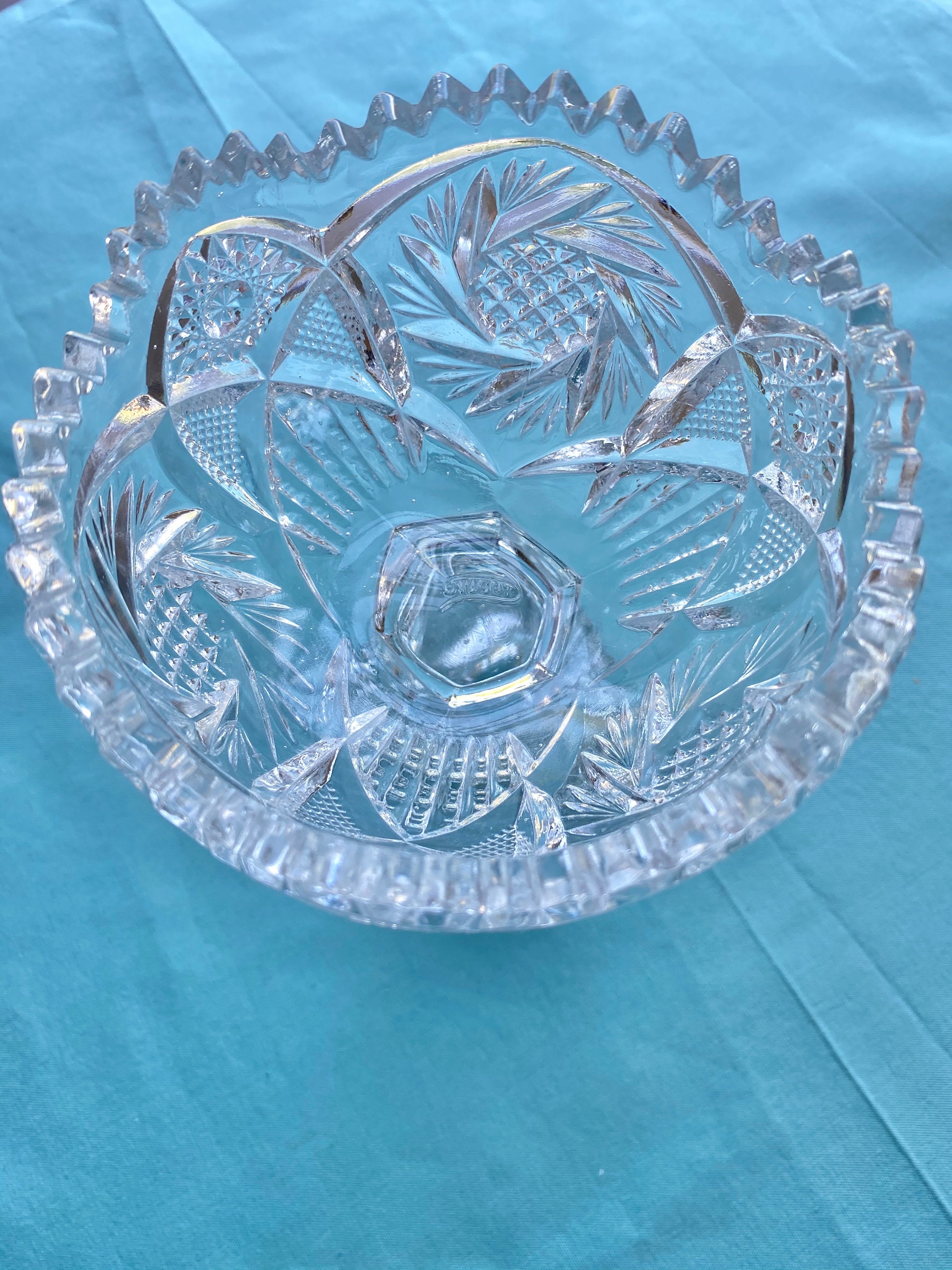 Vintage Brilliant Imperial NUCUT Crystal Bowl & Pedestal Dish With ...