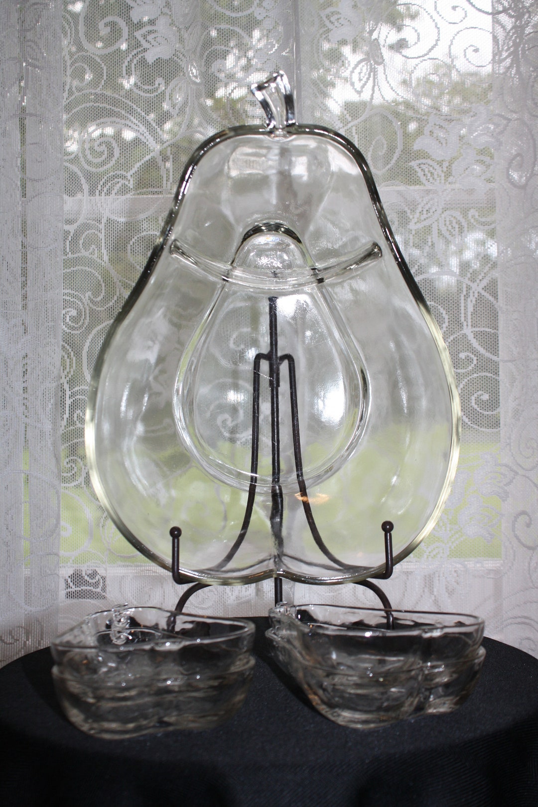 Vintage Pear Shaped Glass Divided Serving Set - Etsy
