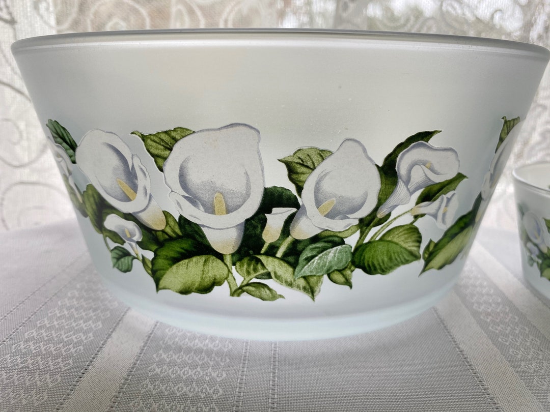 Vintage Frosted Calla Lily Serving Bowl Set - Etsy
