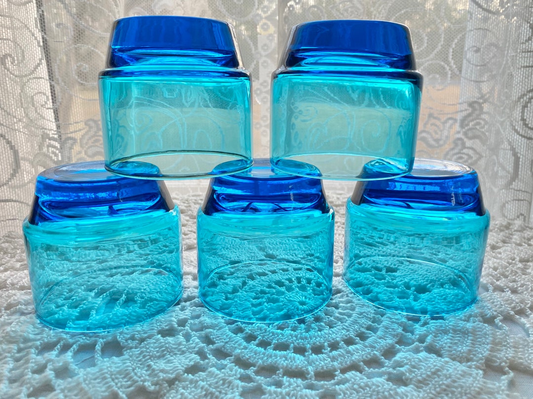 Vintage Stackable Blue Glass Lo Ball Glass Set - Etsy