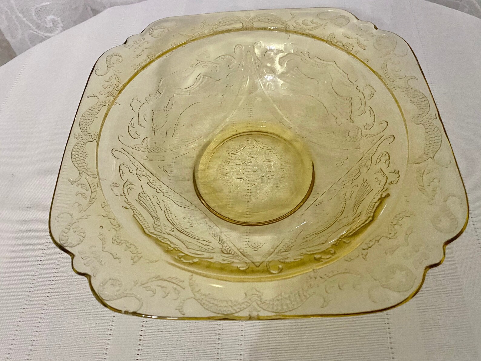 Vintage Amber Depression Glass Madrid Pattern Federal Glass Etsy