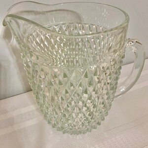 Vintage Indiana Glass Company Diamond Point Pitcher - Etsy