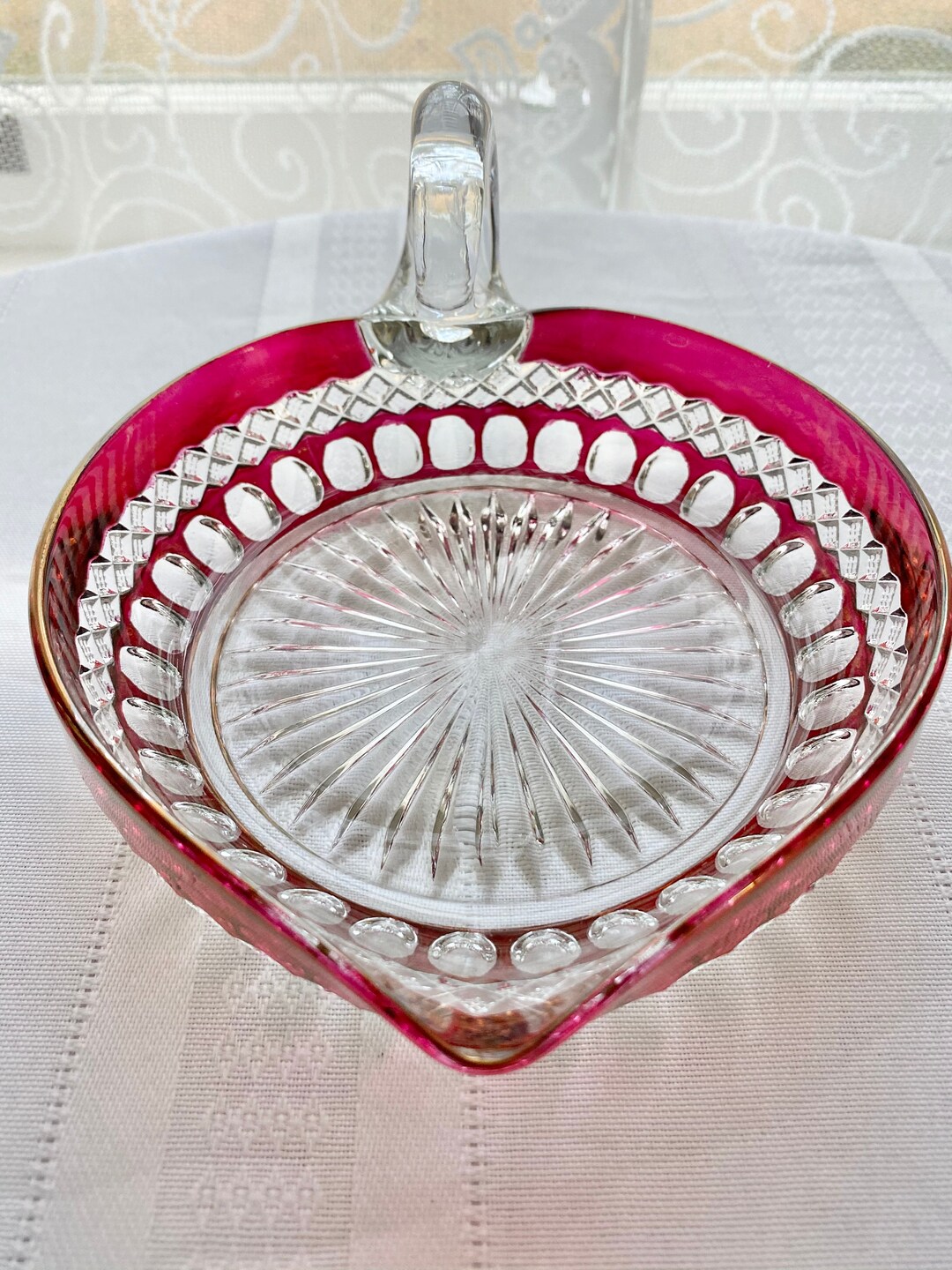 Vintage Westmoreland Waterford Ruby Stained Heart Relish Nappy - Etsy