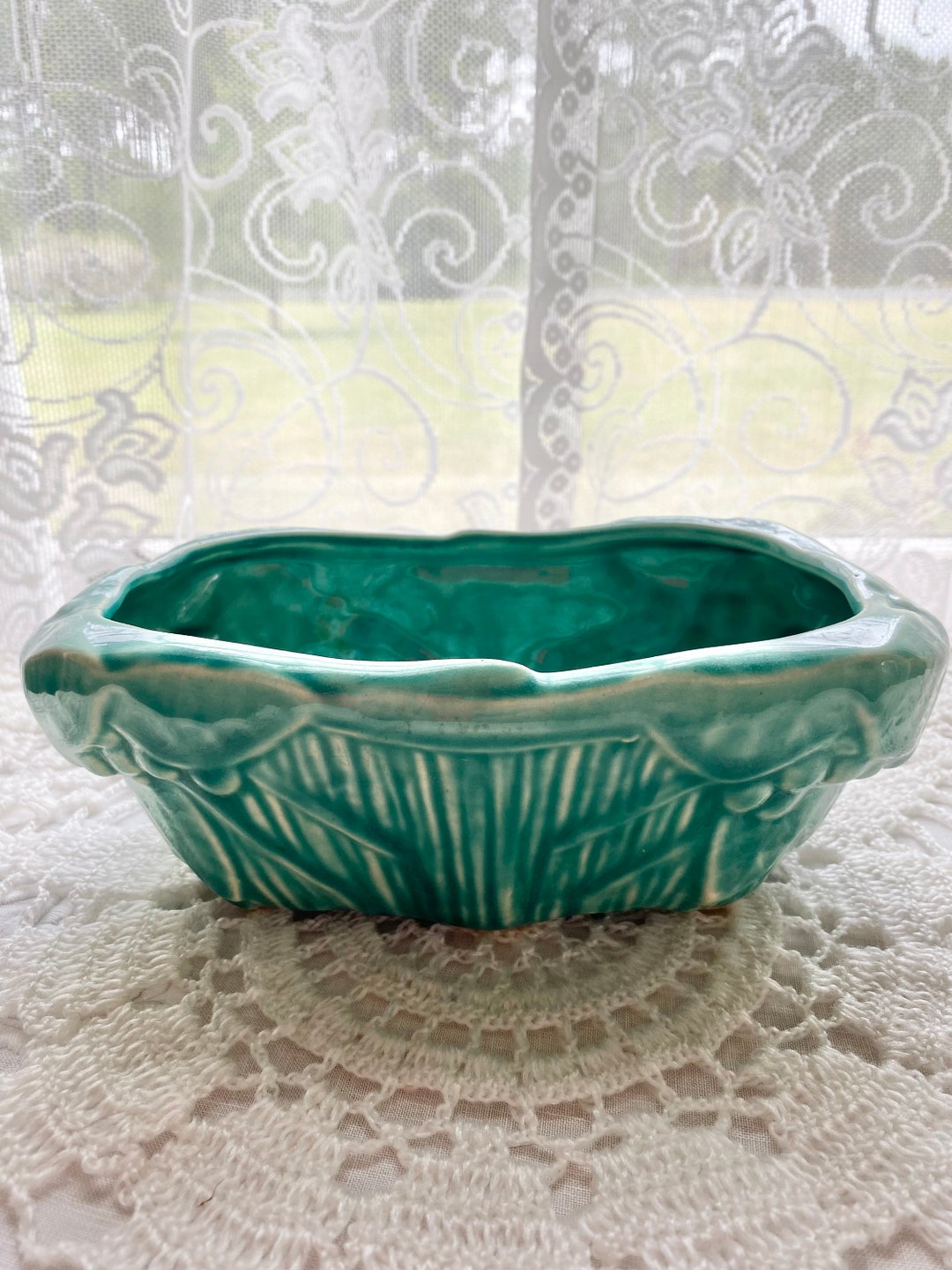 Vintage Mccoy Turquoise Window Planter Leaves and Berries Pattern - Etsy