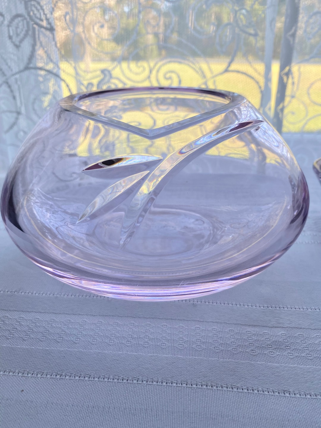 Vintage Clear Pink Crystal Art Glass Set - Etsy