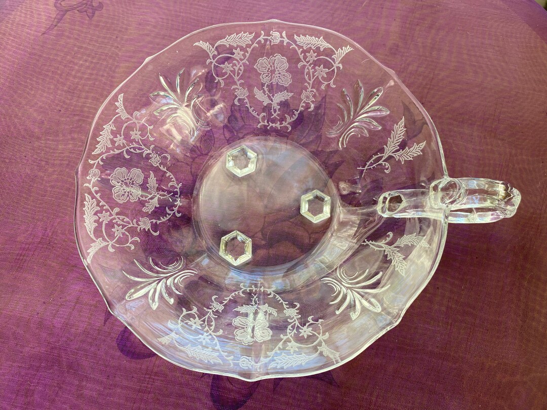 Vintage Elegant Fostoria Flower Etched Nappy - Etsy