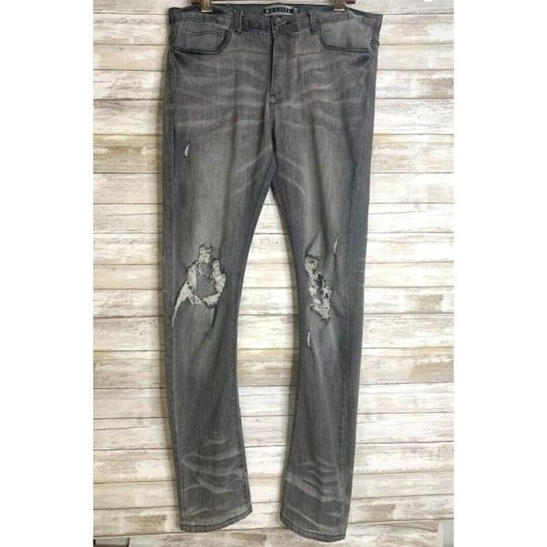 Decibel Men's Distressed Gray Denim Jeans 36W 33L Cotton Blend Slim Fit ...