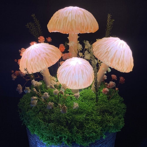 Pink Mushroom Lamp USB Trippy Lights Psychedelic Lamp Table | Etsy