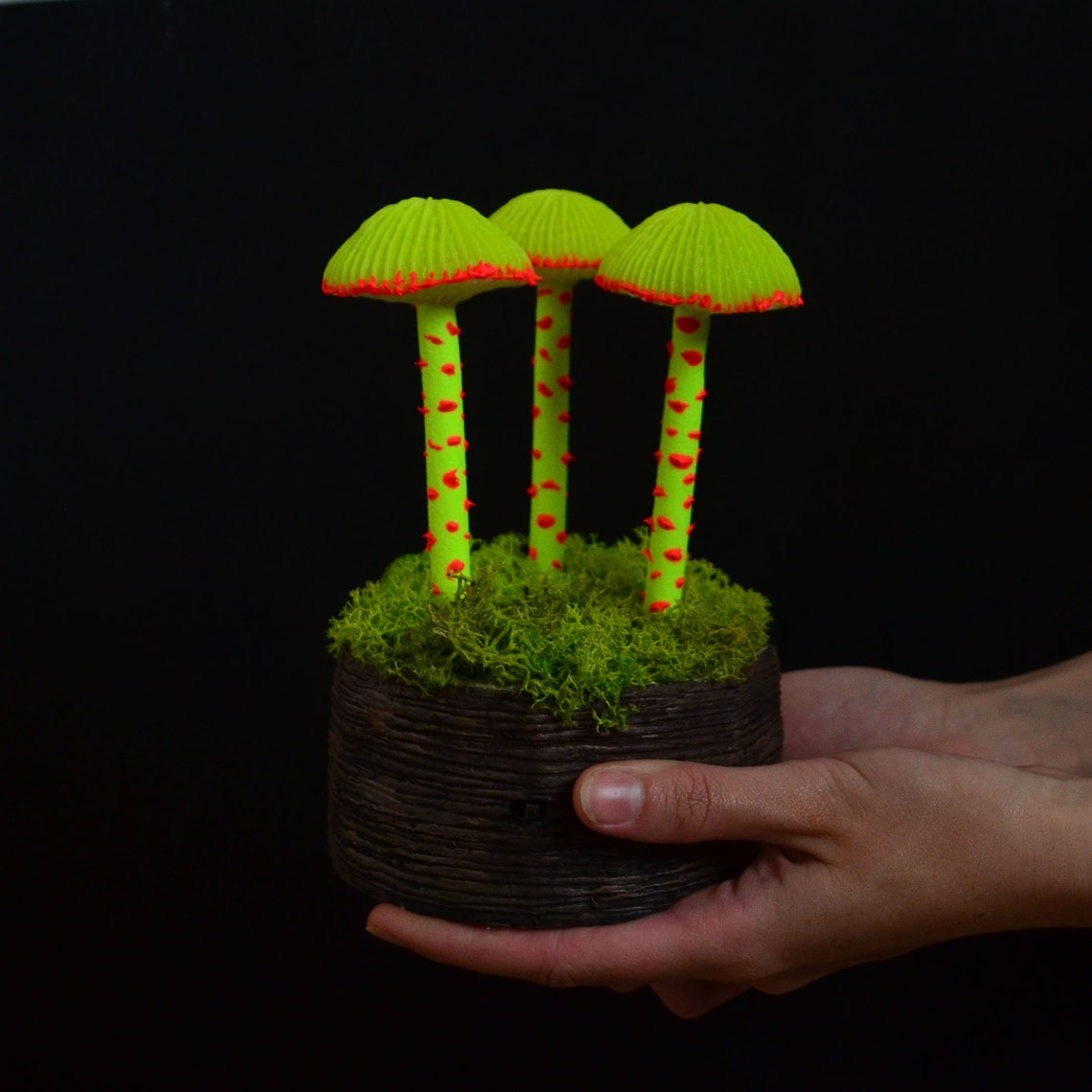 Fluorescent mushroom led night light trippy lamp glowing in | Etsy