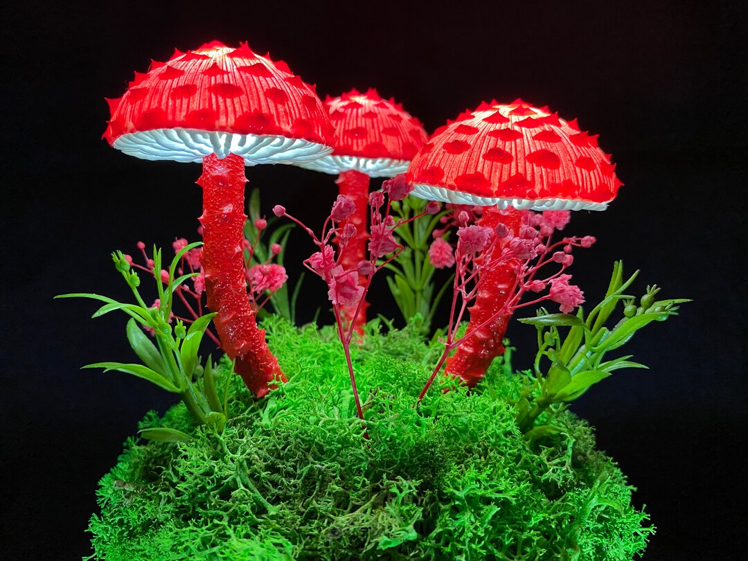 Mushroom Lamp Mushrooms Night Light LED Glowing in the Dark Psychedelic ...