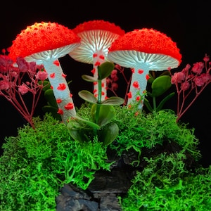 Neon Orange Mushroom Lamp Table Night Light Ambient Lights Bedroom ...
