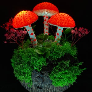 Neon Orange Mushroom Lamp Table Night Light Ambient Lights Bedroom ...