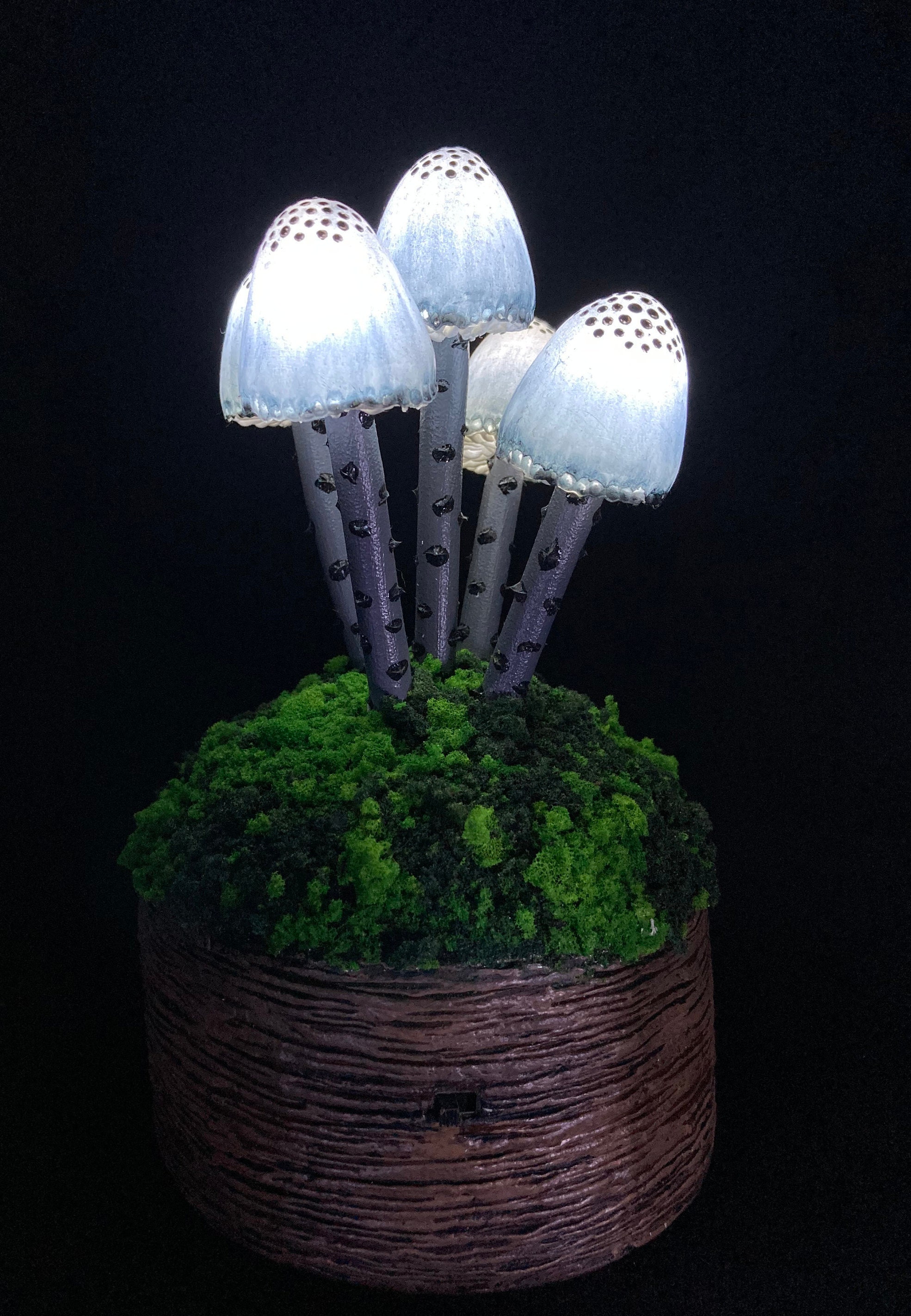 Gray mushroom lamp Magic light in the dark Led Psychedelic | Etsy