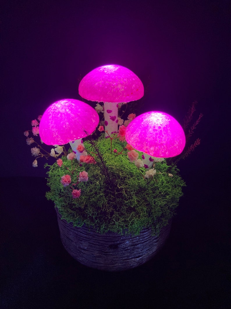 Pink Mushroom Lamp USB Trippy Lights Psychedelic Lamp Table - Etsy