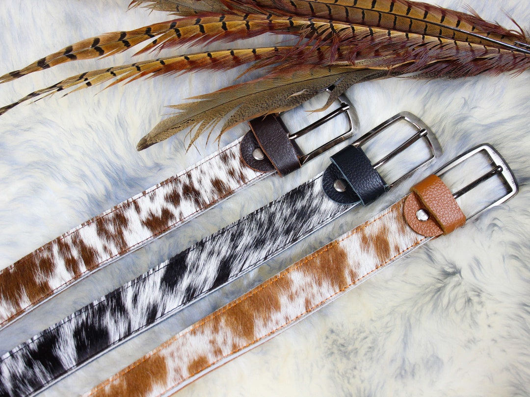 Cowhide Leather Belt | Blandford Belt | Western | Hair on Hide ...