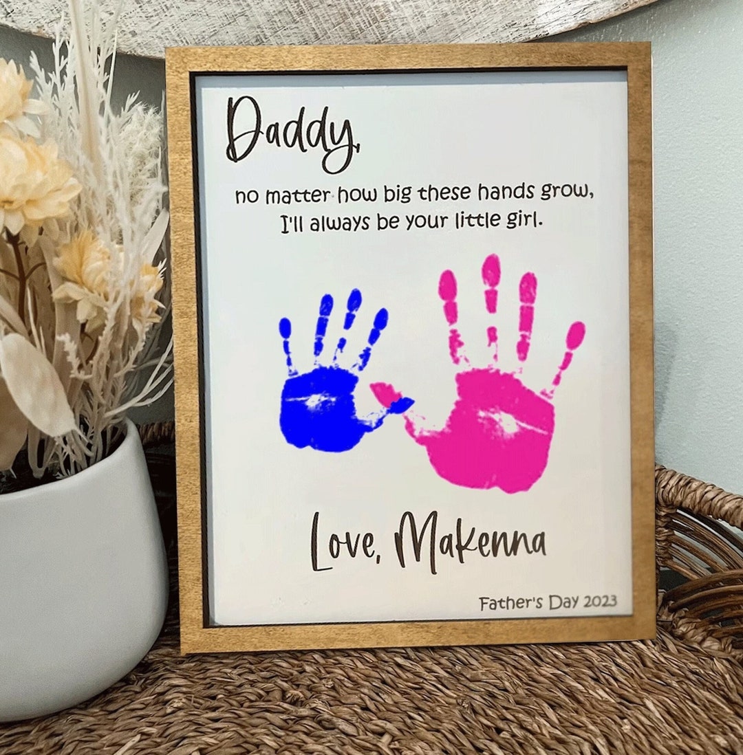 Personalized Fathers Day Wooden Sign, Best Dad Hands Down Sign, DIY ...