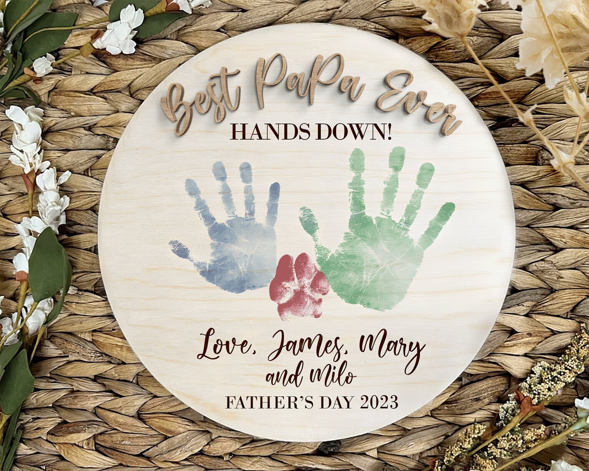 Hands Down Best Dad Sign, DIY Paint Handprint Wooden Sign, Best Dad ...