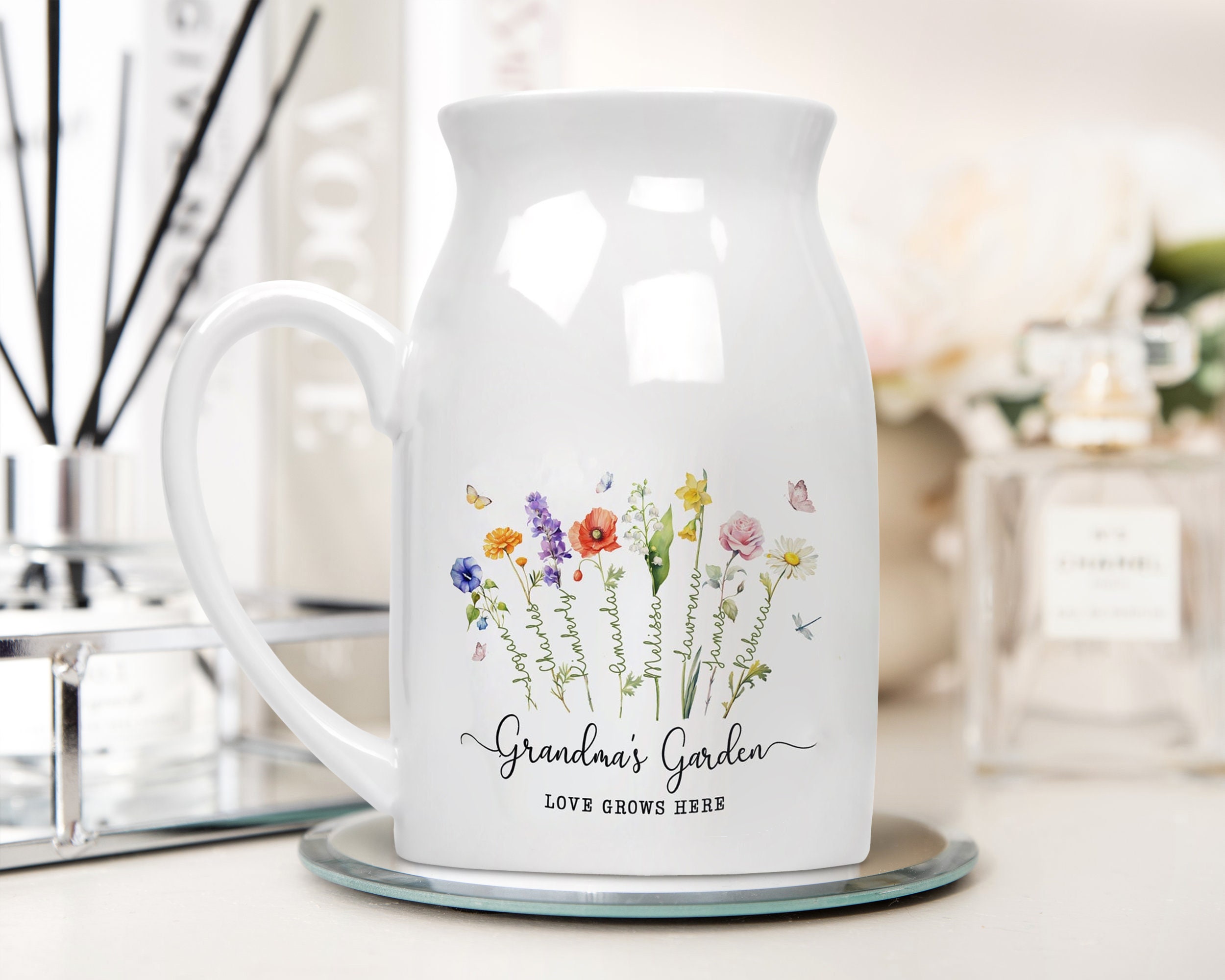 Custom Grandma's Garden Flower Vase, Custom Grandkid Name Flower Vase ...
