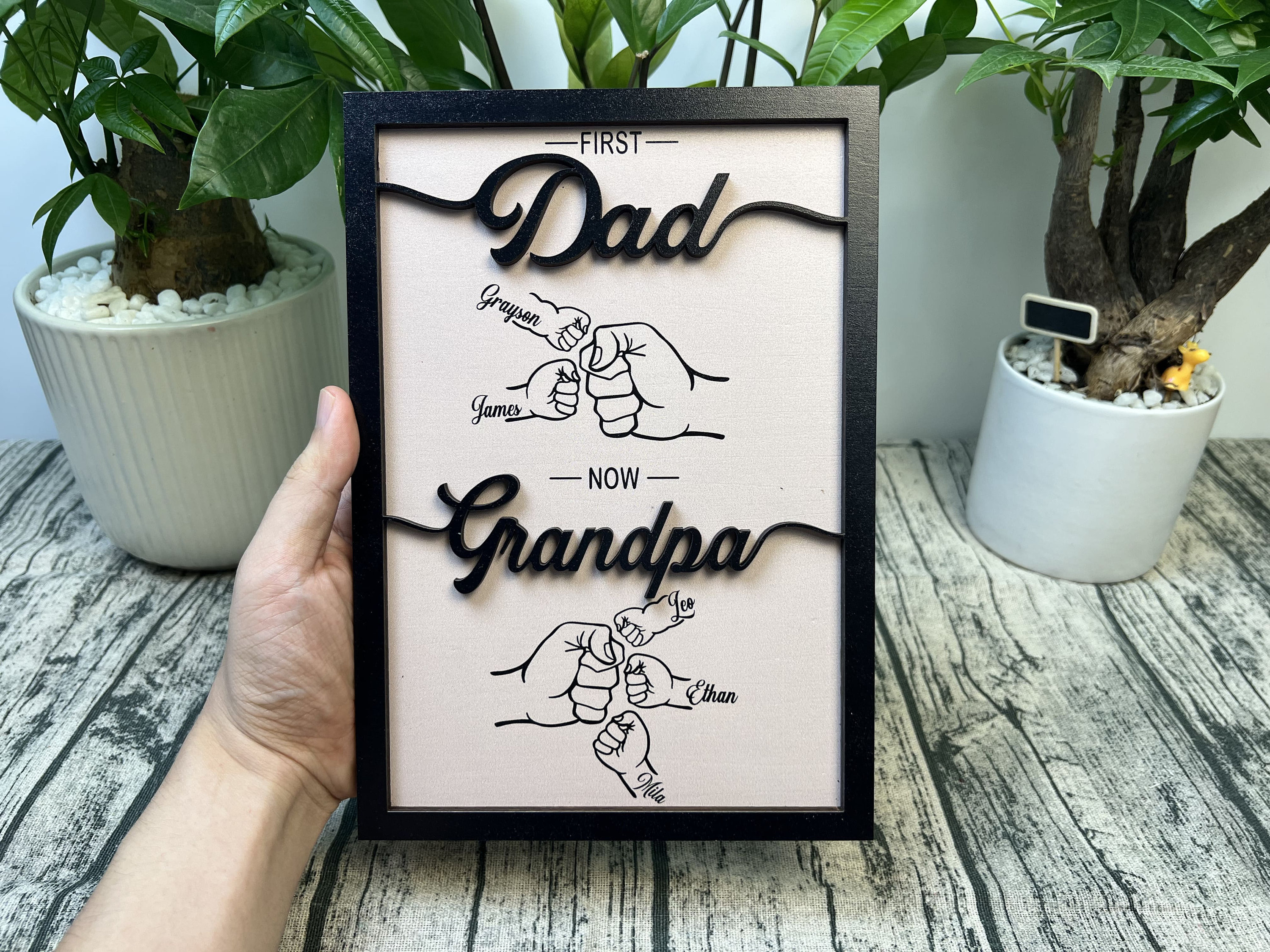 Personalized First Dad Now Grandpa Wooden Sign, Personalized Dad and ...