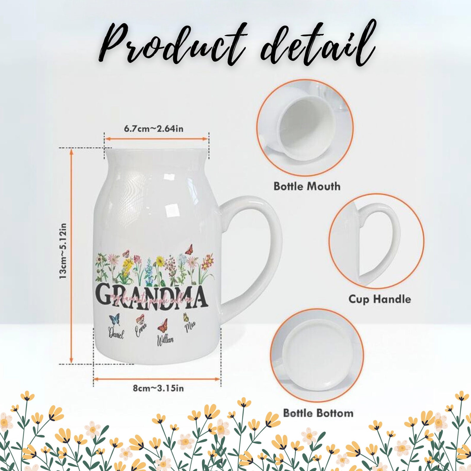 Custom Grandma's Garden Flower Vase, Custom Grandkid Name Flower Vase ...