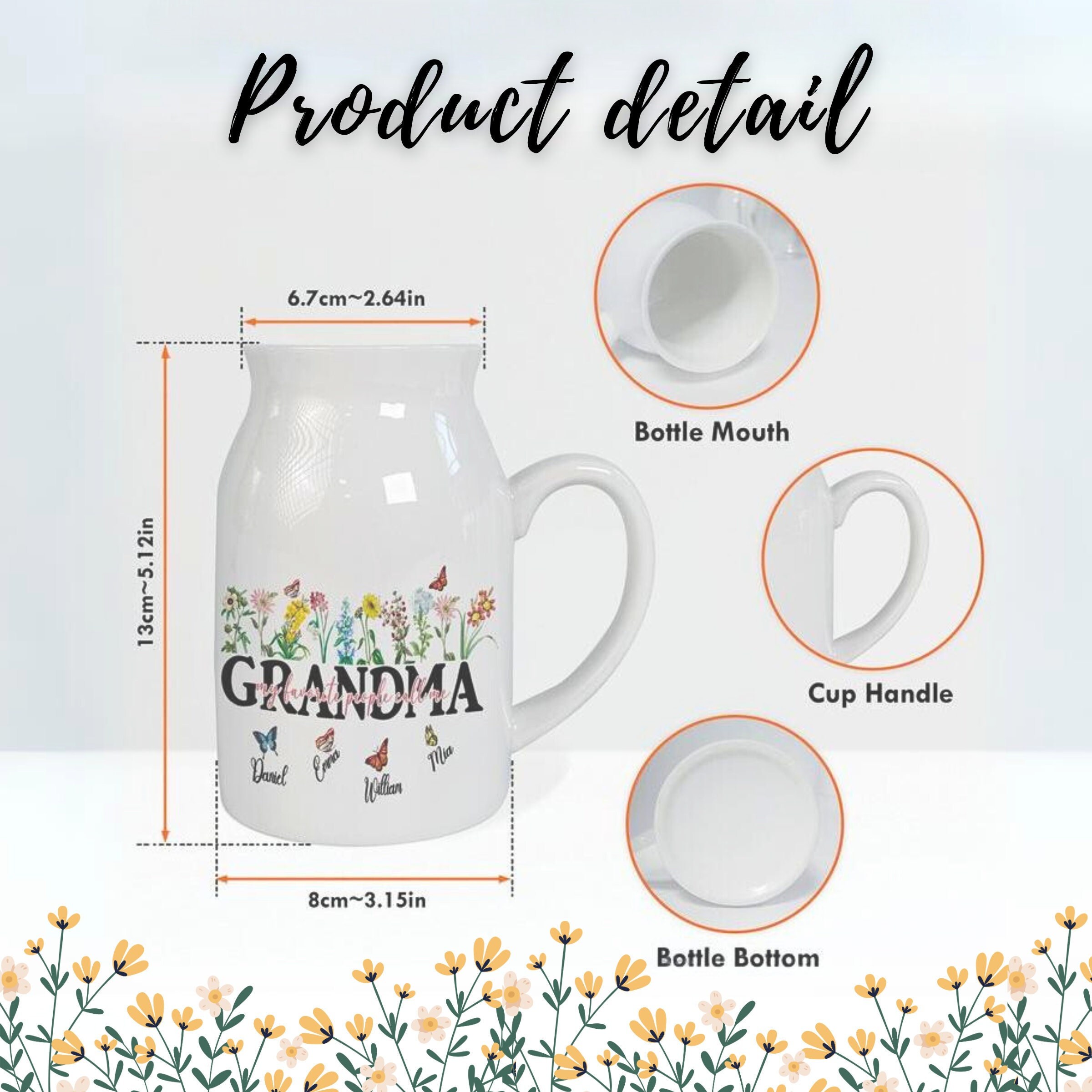 Custom Grandma's Garden Flower Vase, Custom Grandkid Name Flower Vase ...