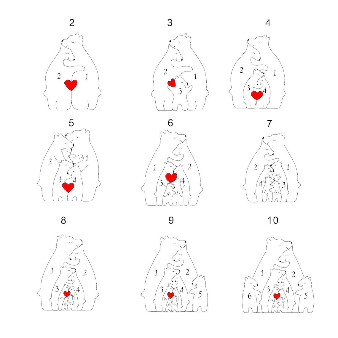 Wooden Bear Family Puzzle, Person Animal Figurines, Family Home Decor ...