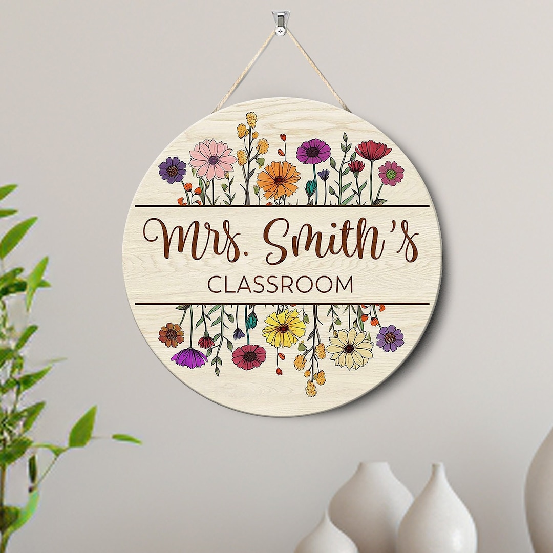 Personalized Teacher Door Sign, Custom Teacher Name Front Door Sign ...