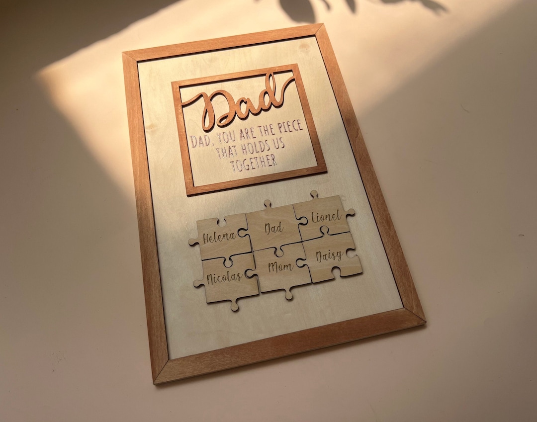 Personalized Father's Day Dad Puzzle Wooden Sign, Custom Kids Names ...